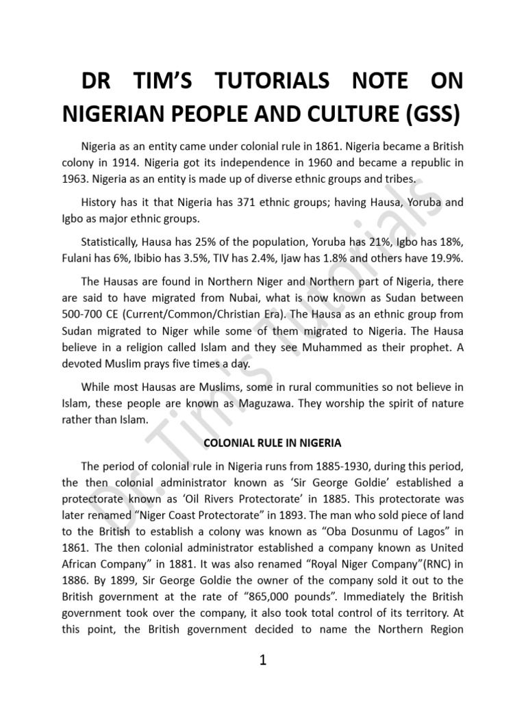 GST Note - Nigerian People and Culture.-1 - 083234 | PDF | Nigeria