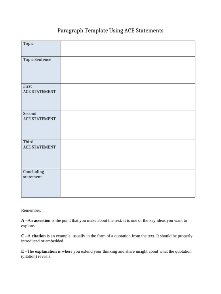 Ace Paragraph Template | PDF