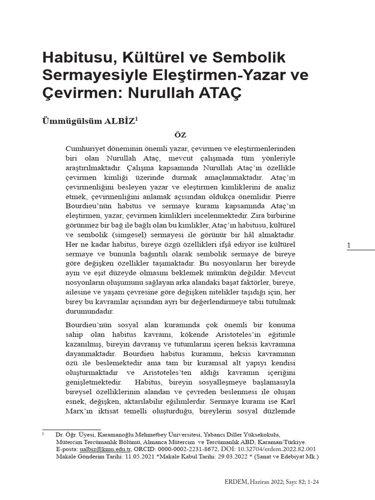 ALBİZ(Habitus,,Çevirmen) | PDF