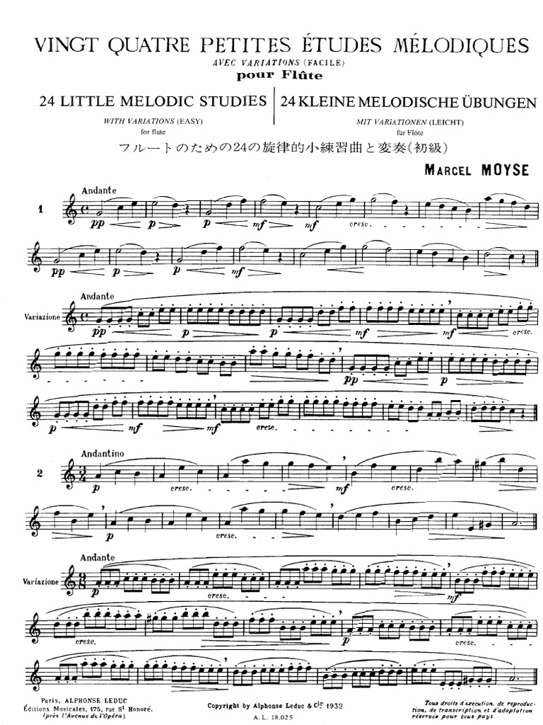 Moyse 24 Little Melodic Studies | PDF