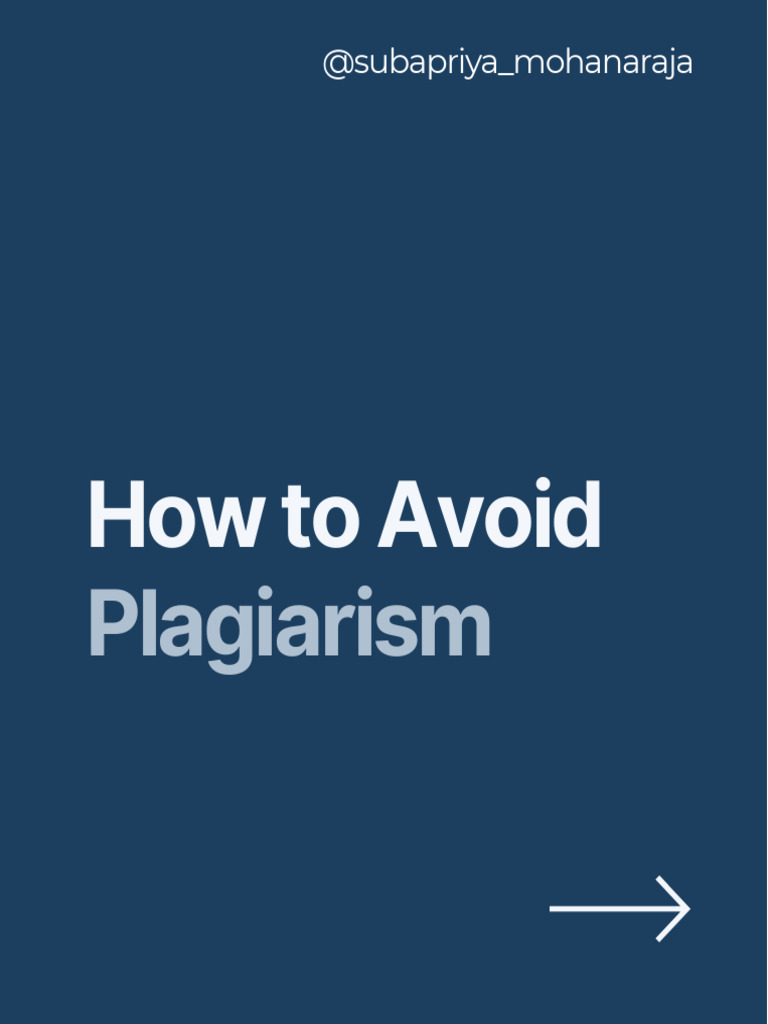 How To Avoid Plagiarism | PDF