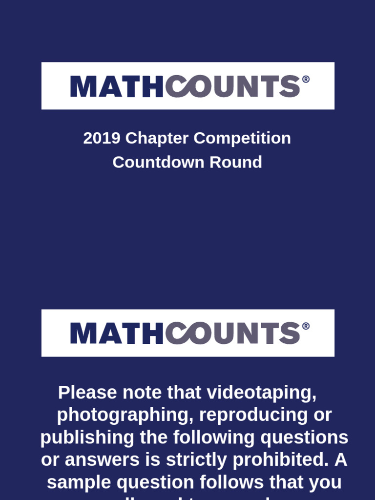 2019 Math Competition Countdown Questions | PDF | Numbers | Ratio