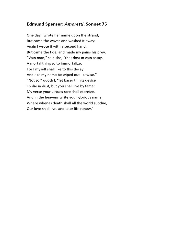 Spenser Amoretti Sonnet 75 | PDF
