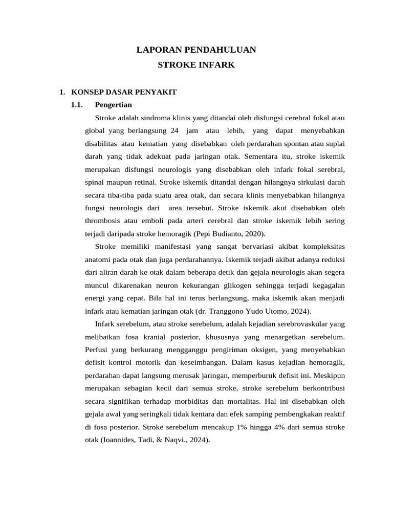 Laporan Pendahuluan Stroke Infark | PDF