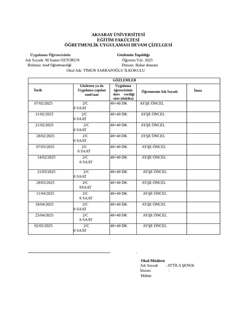 Staj Devam 2 Kopyası | PDF
