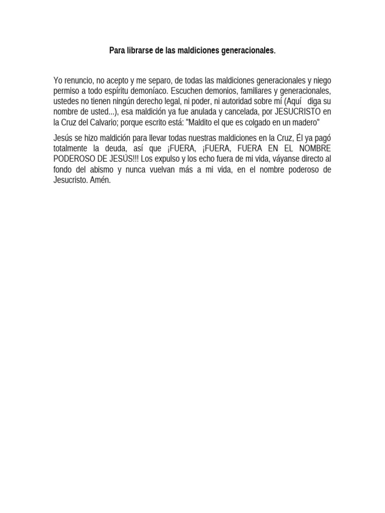 Liberación de Maldiciones Generacionales | PDF