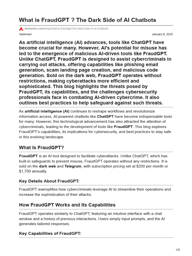 What Is FraudGPT The Dark Side of AI Chatbots | PDF | Security ...