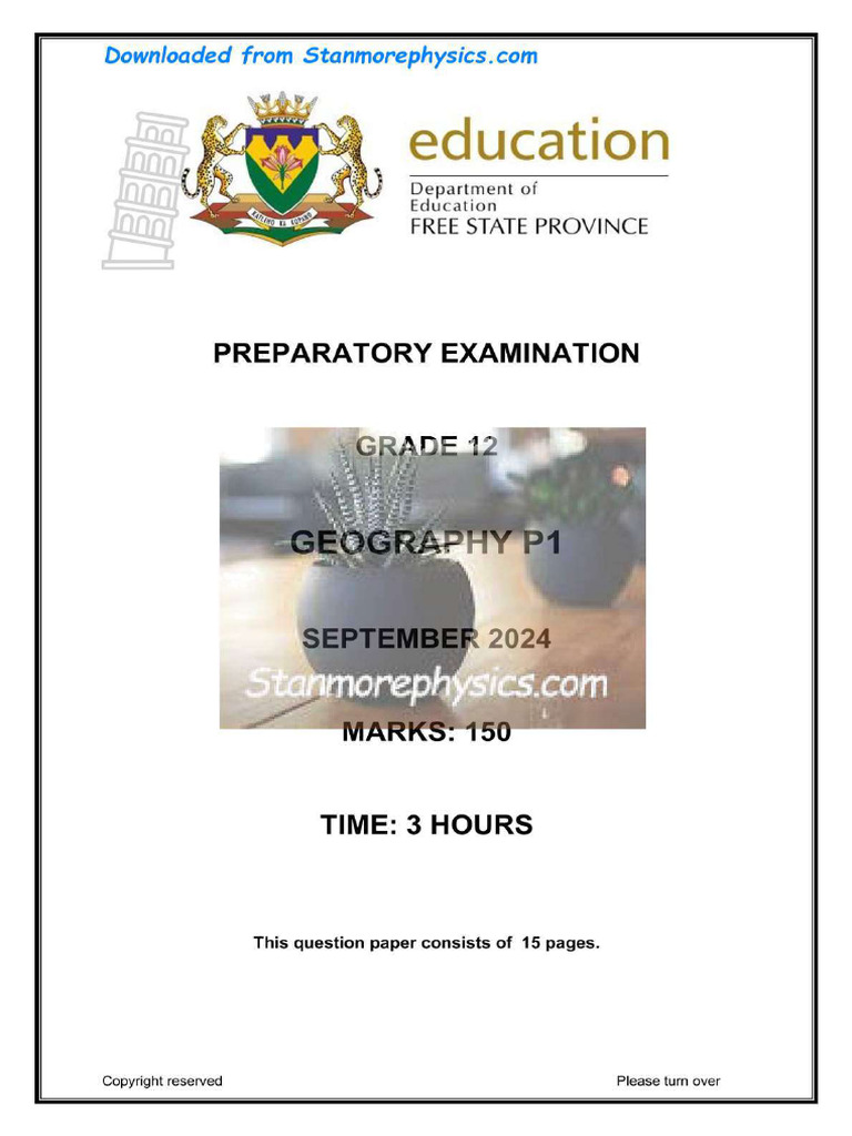 FS Geography Grade 12 September 2024 P1 and Memo | PDF