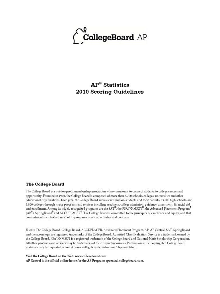 AP Statistics 2010 Scoring Guidelines | PDF | P Value | Confidence Interval