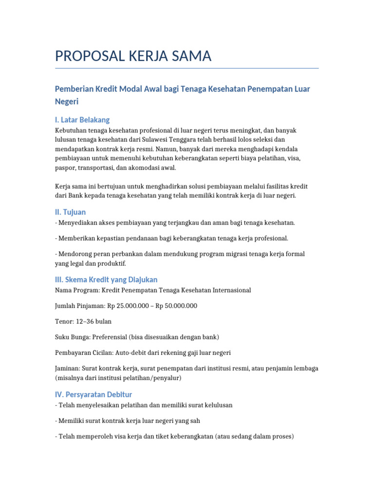 Proposal Kerja Sama Kredit Tenaga Kesehatan | PDF