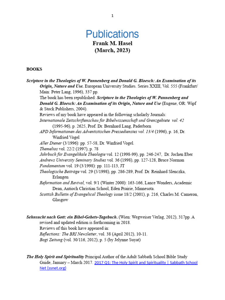 Publications Frank Hasel Complete (04-16-2023) C | PDF | Bible ...