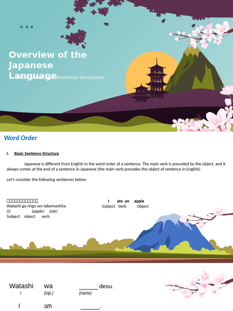 Overview of The Japanese Language2 | PDF | Japanese Language | Subject ...