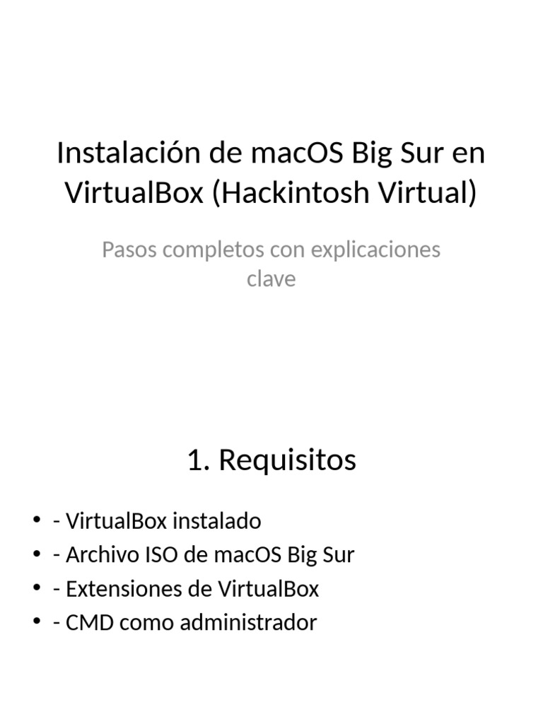 Instalacion MacOS en VirtualBox Pasos Explicados | PDF