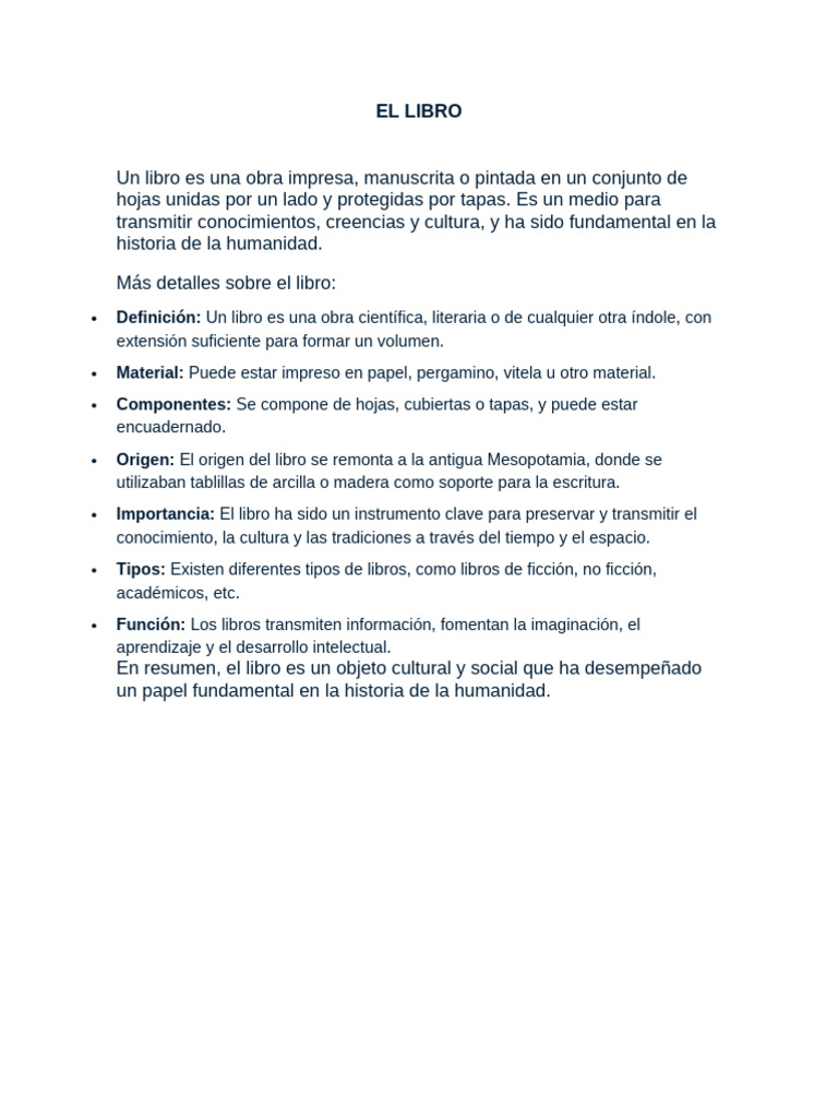 Importancia y definición del libro | PDF