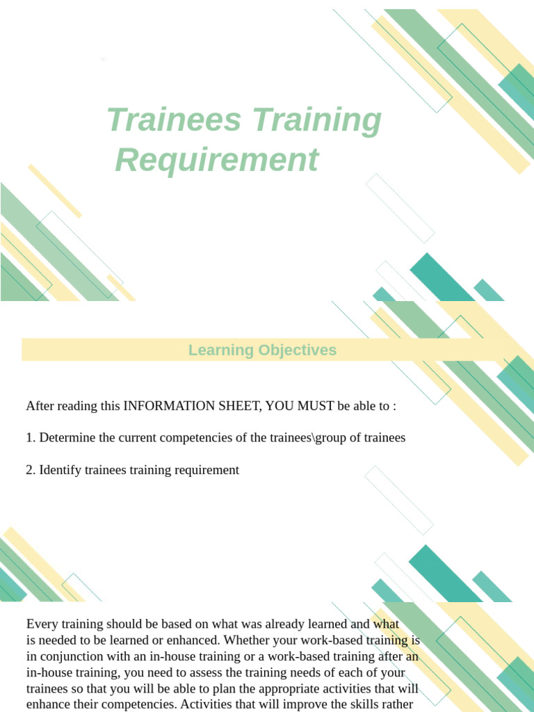 Trainees Training Requirement Karen | PDF | Learning | Education Theory