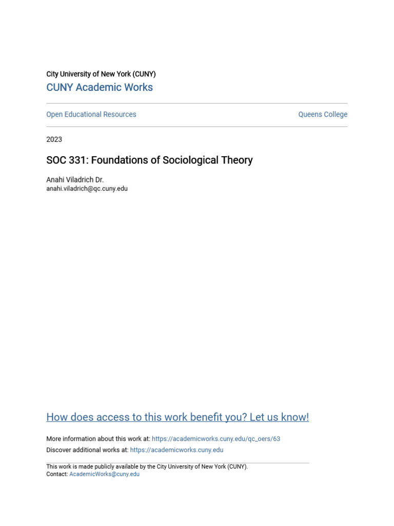 SOC 331 - Foundations of Sociological Theory | PDF | Theory | Sociology