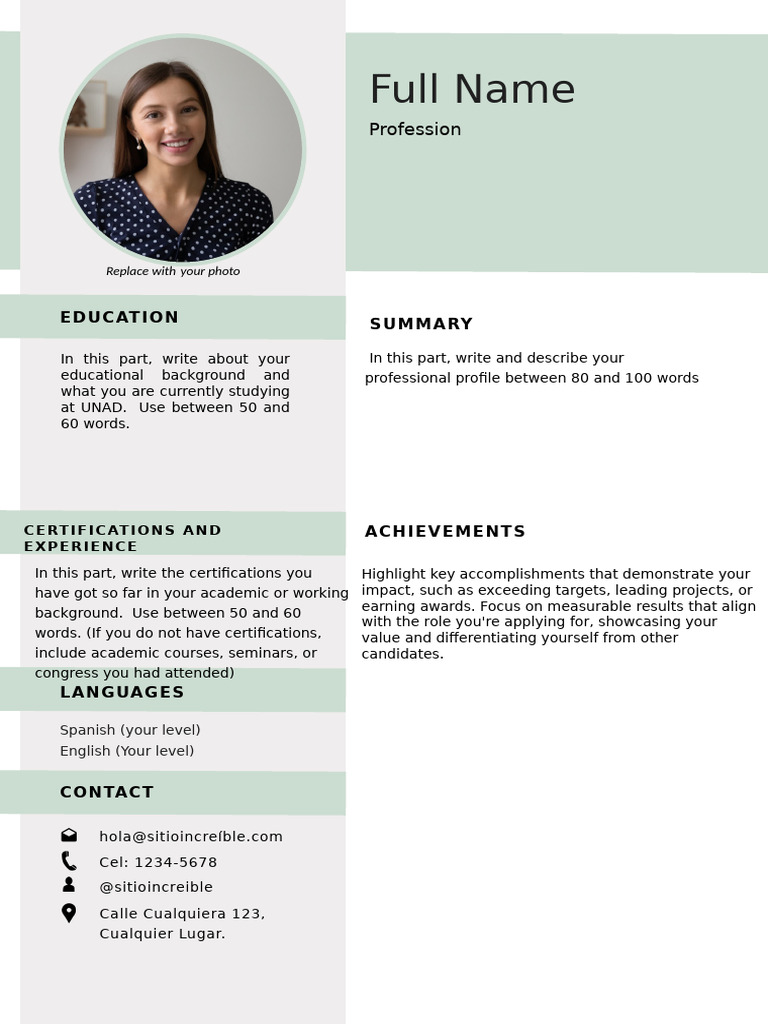 TASK 2 - This Is My Life - Currículum Vitae CV - TEMPLATE | PDF
