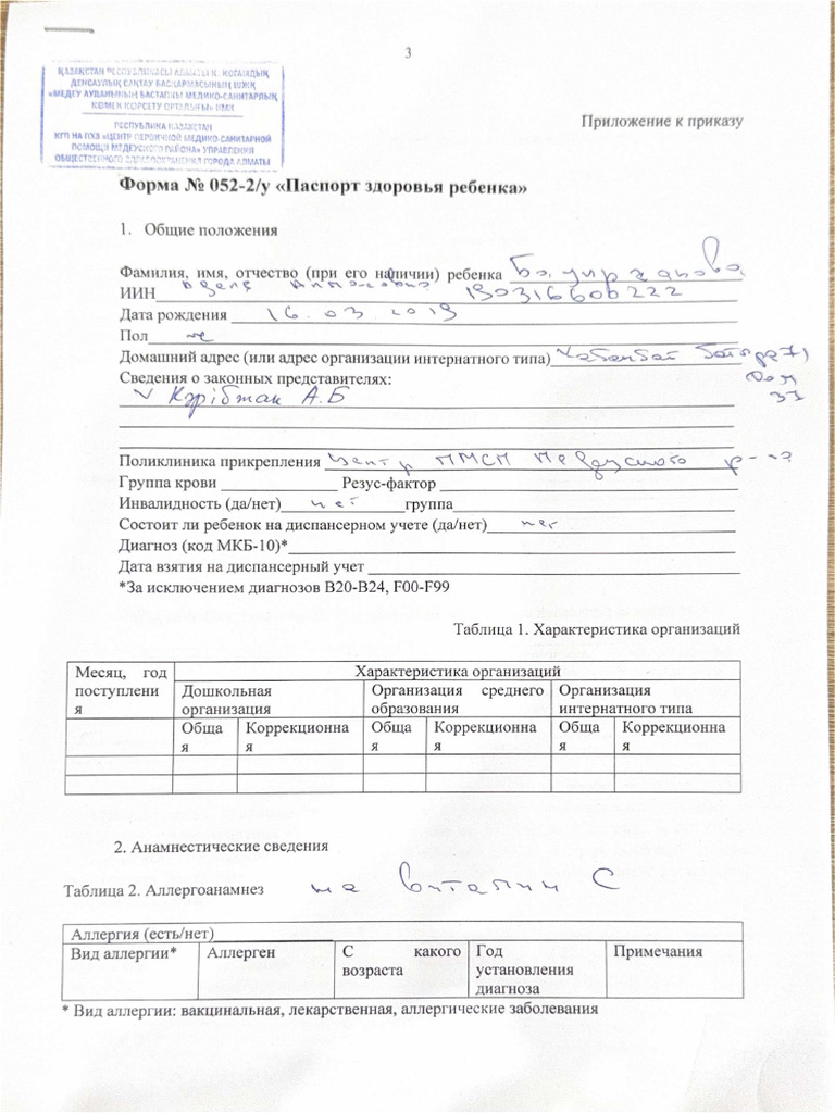 Форма #052 2 у «Паспорт здоровья ребенка»-Сжато | PDF