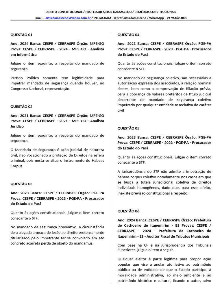 DIREITOS-FUNDAMENTAIS-Reme-769dios-Constitucionais 5 | PDF | Habeas corpus | Ciência Política