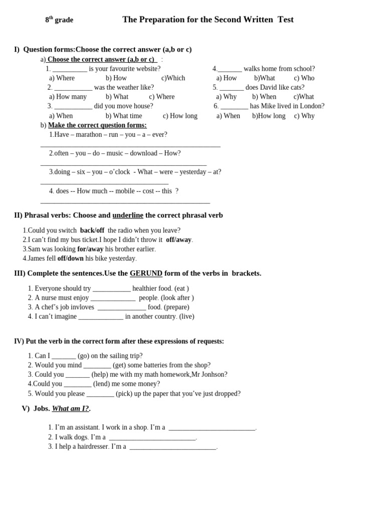 8th Grade - The Preparation For The Second Written Test-2025-May | PDF ...