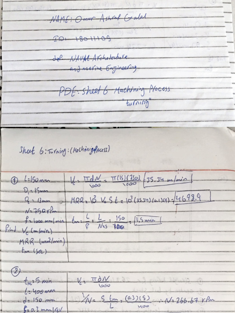 Sheet6 Turning | PDF