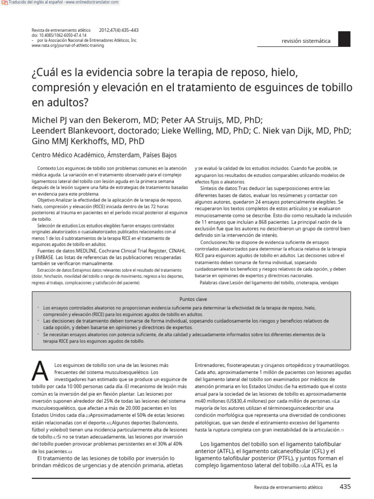 Efectividad de RICE en esguinces de tobillo | PDF | Tobillo | Inflamación