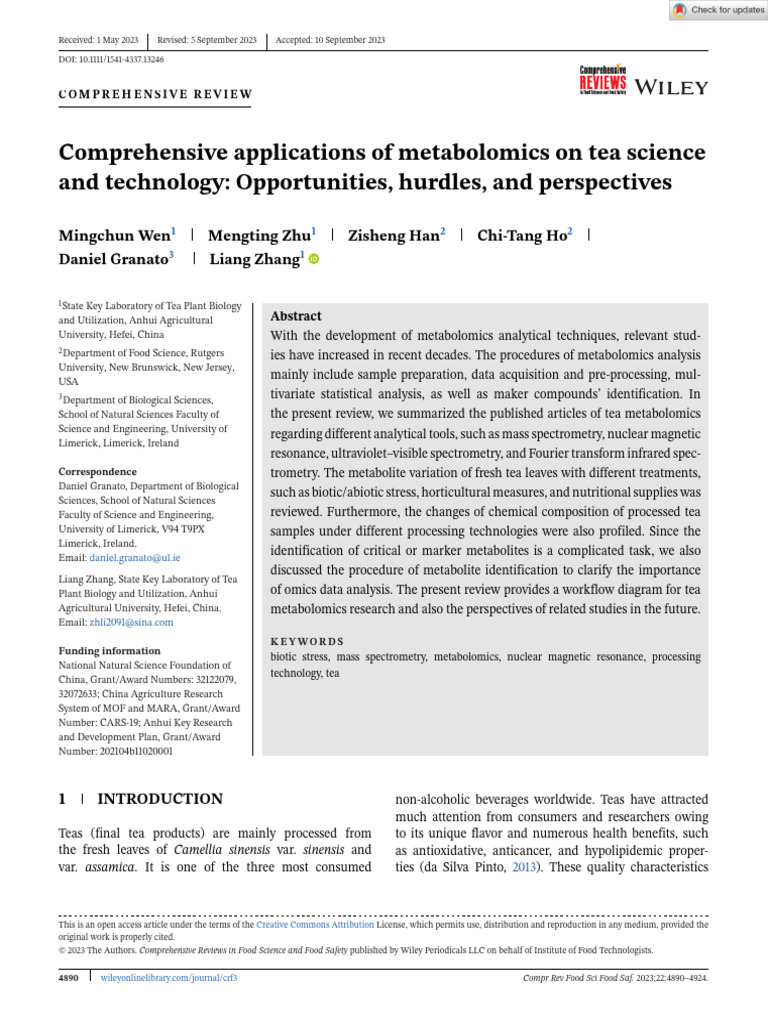 Comp Rev Food Sci Food Safe - 2023 - Wen - Comprehensive applications ...