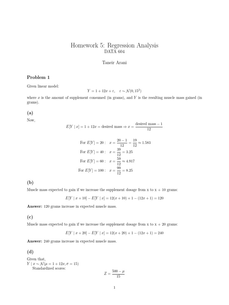 Data_604_HW_5_Taneir_Arani | PDF | Linear Regression | Statistical Analysis