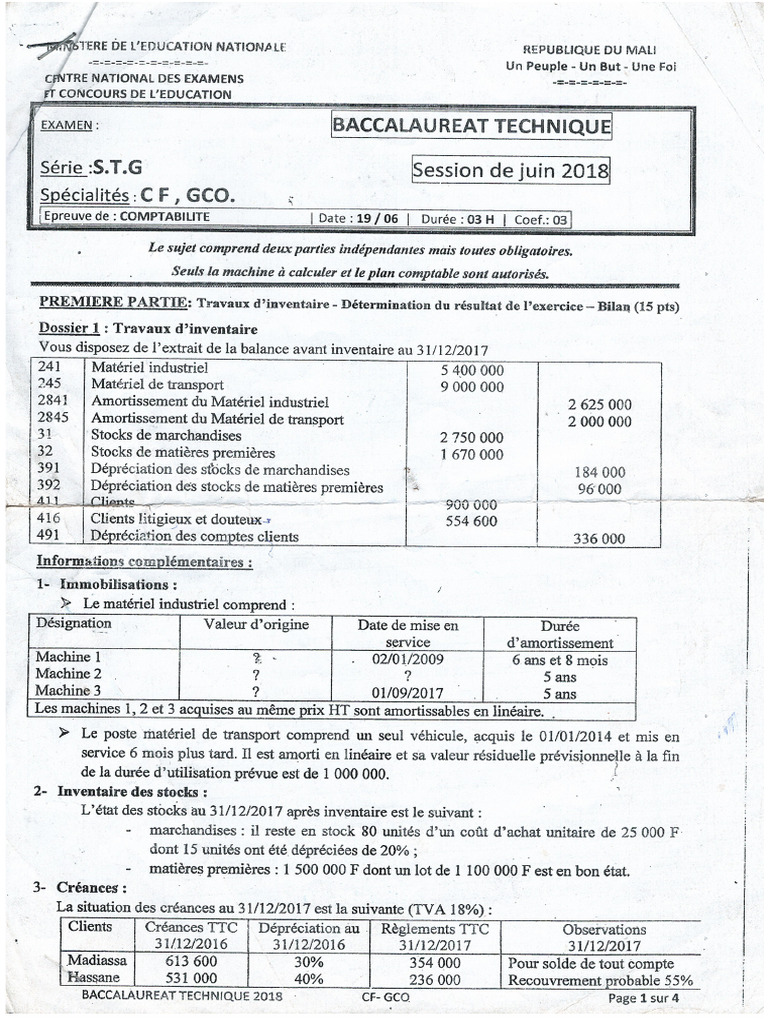 Bac STG Compta 2018 | PDF