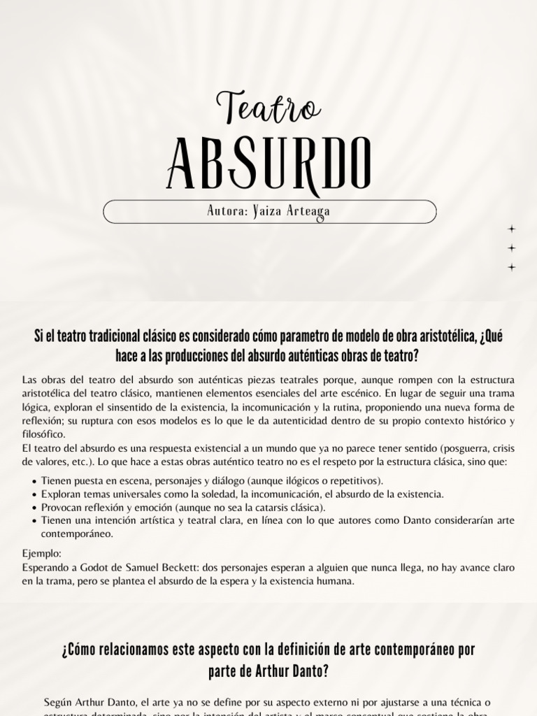 Teatro Absurdo - Yaiza Arteaga | PDF | Teatro | Existencia