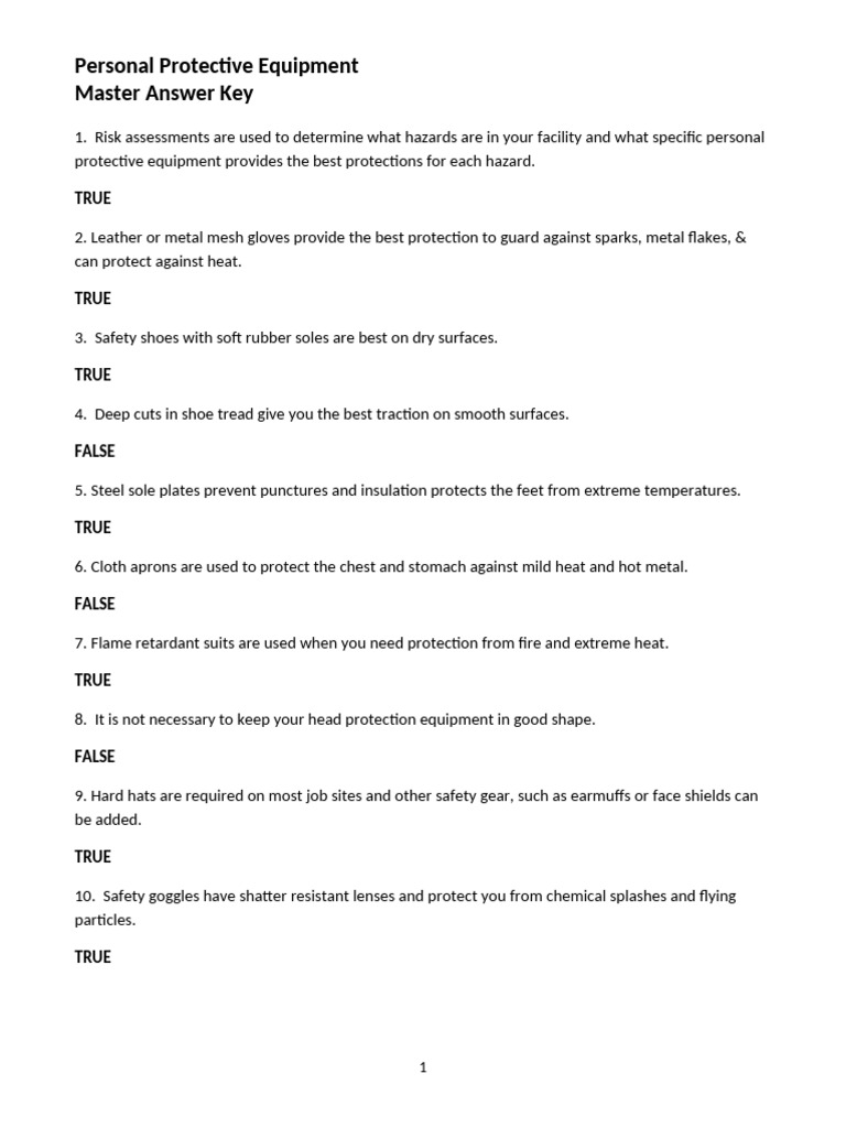 PPE and You Personal Protective Equipment Master Key | PDF | Personal ...