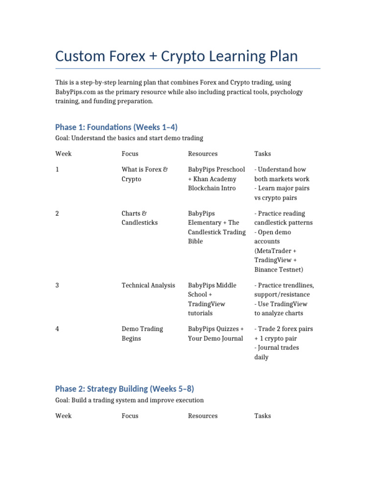Custom Forex Crypto Learning Plan | PDF