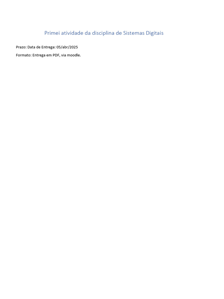 Primeira Atividade Da Disciplina de Sistemas Digitais | PDF