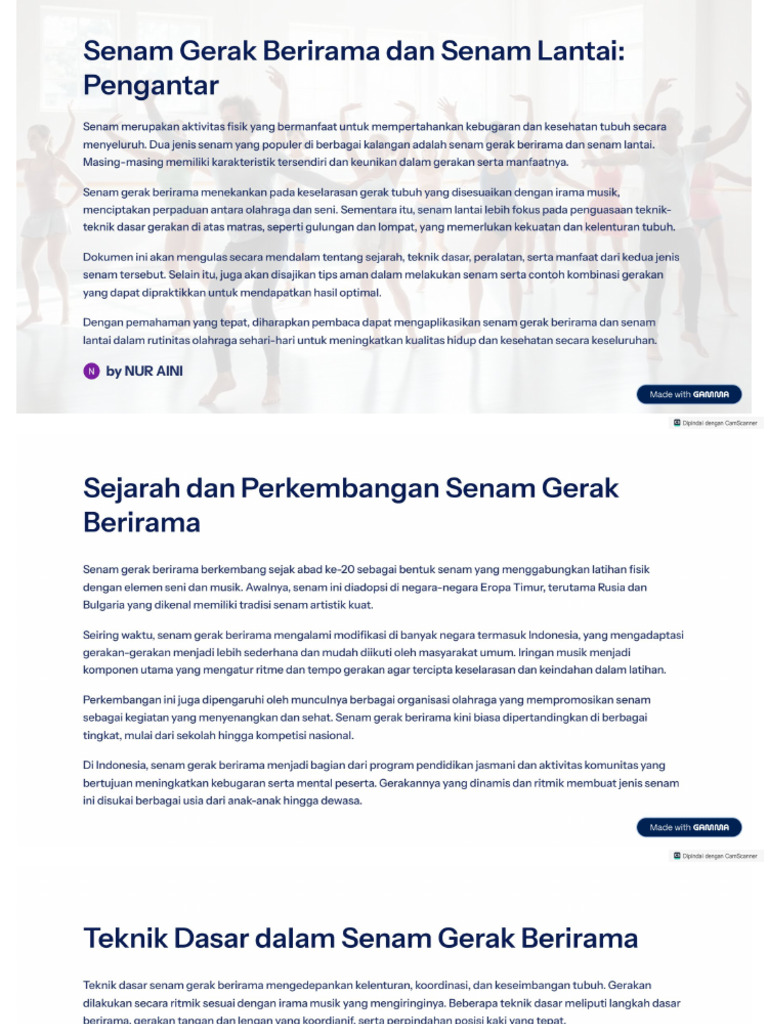 Senam Gerak Berirama Dan Senam Lantai Pengantar | PDF