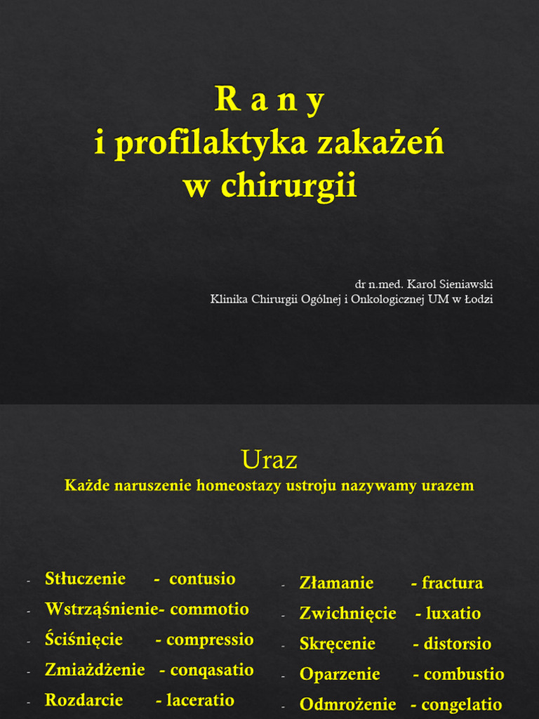 Rany I Profilaktyka Zakażeń W Chirurgii | PDF