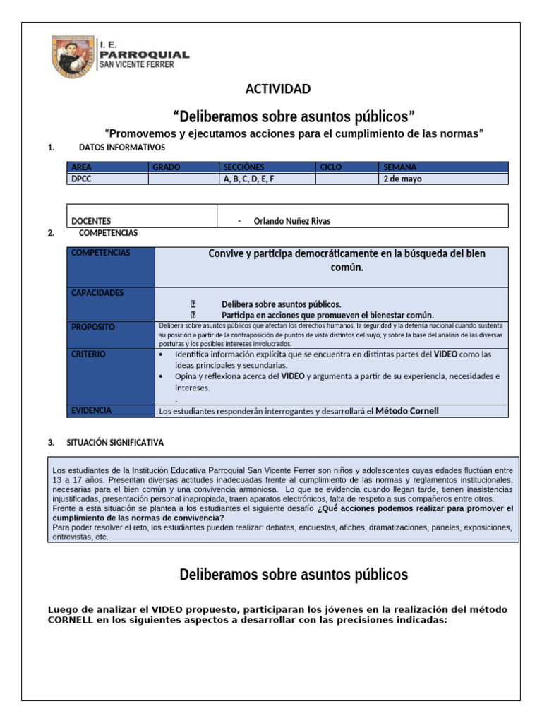 Actividad Deliberar Asunto Publicos | PDF | Pensamiento | Cognición