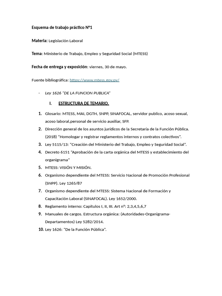 Esquema de TP Legislación Laboral | PDF