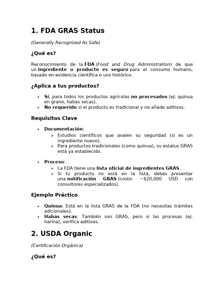FDA GRAS Status | PDF | Industria de alimentos