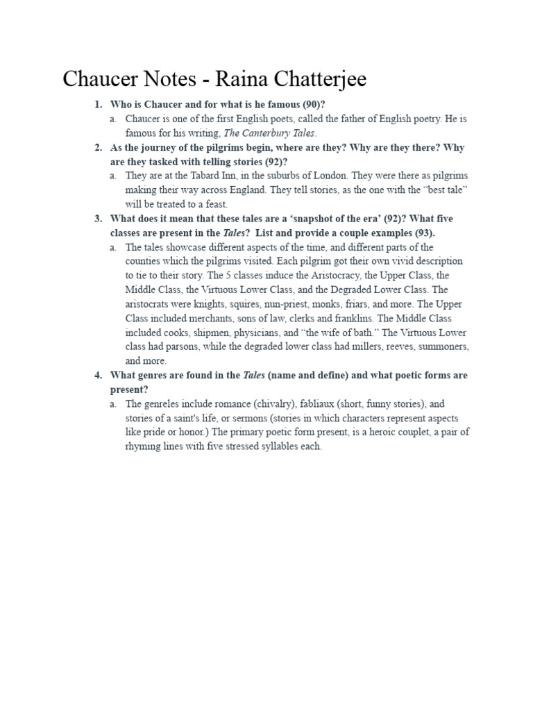 Chaucer's Canterbury Tales Overview | PDF