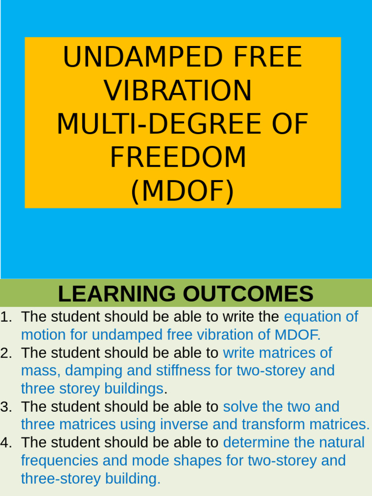 Week 13 - Undamped Free Vibration MDOF - Mac 2023 | PDF | Hertz | Normal Mode