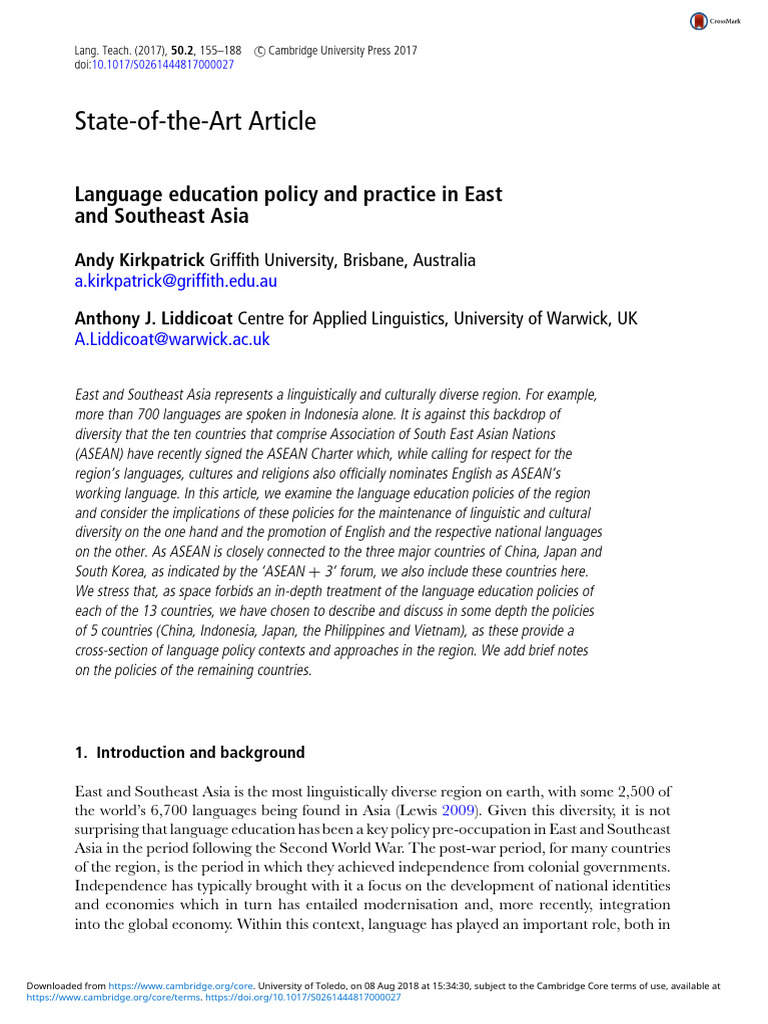 Language Education Policies in ASEAN | PDF | Standard Chinese | Chinese ...