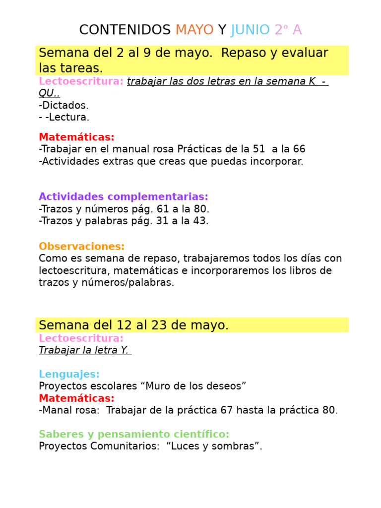 Contenidos Mayo y Junio 2 | PDF