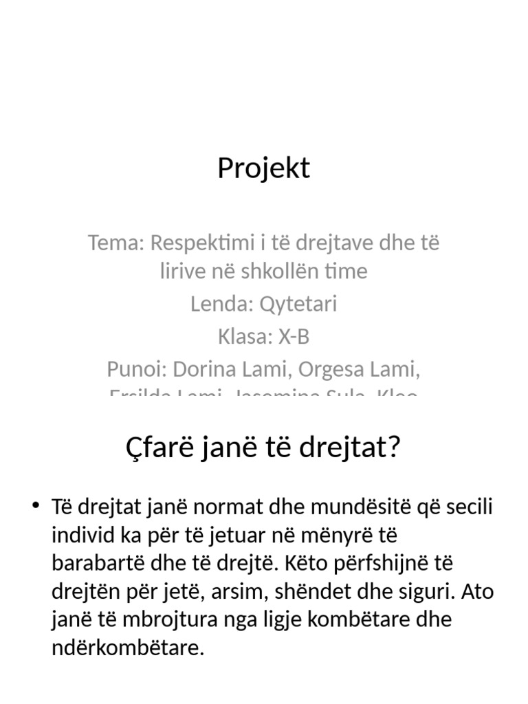 Respektimi I Te Drejtat Dhe Lirive Ne Shkollen Time Full | PDF