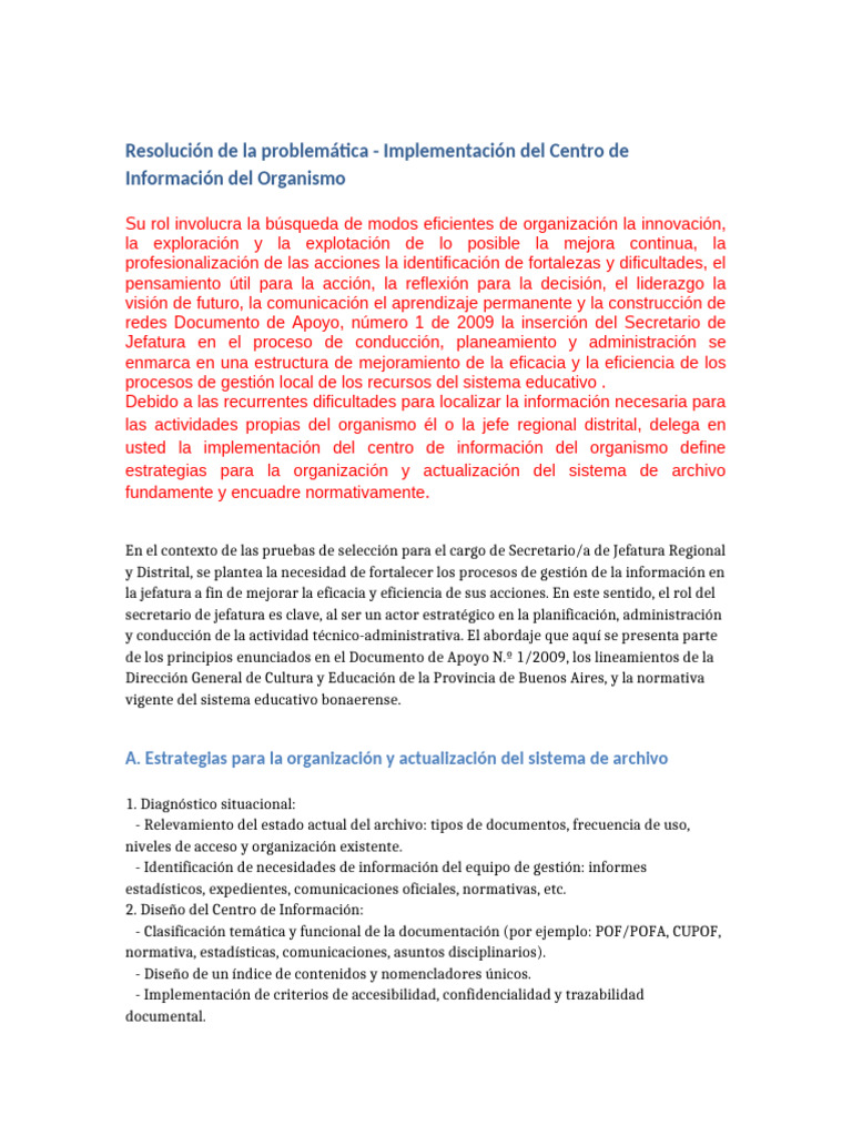 PROBLEMATICA 6 - Resolucion - Implementacion Centro Informacion | PDF | Planificación | Archivo ...