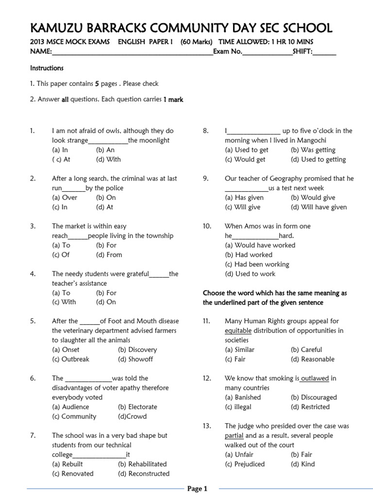 2013 KB Mock English Paper I | PDF | Characters In Romeo And Juliet ...