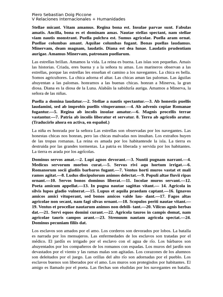 Ejercicios Latin I | PDF | Objeto (gramática) | Asunto (gramática)