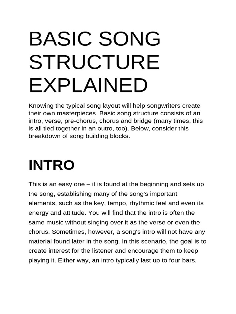 Basic Song Structure Explained | PDF | Song Structure | Vocal Music