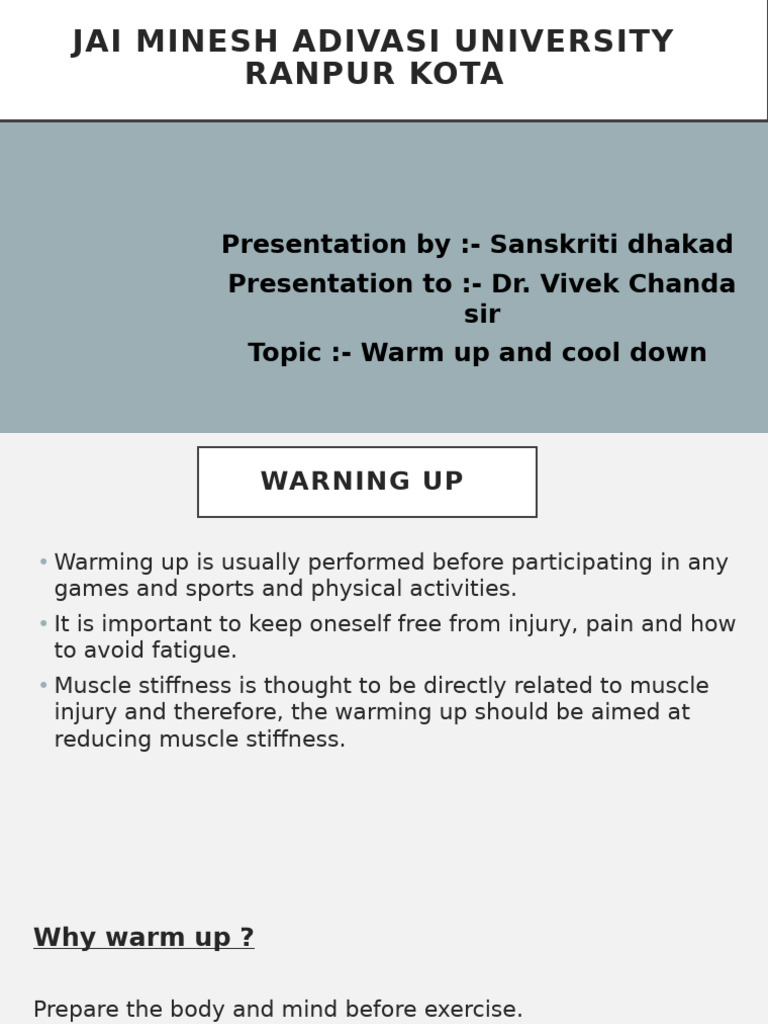 Warm Up and Cool Down Essentials | PDF | Physiology | Clinical Medicine