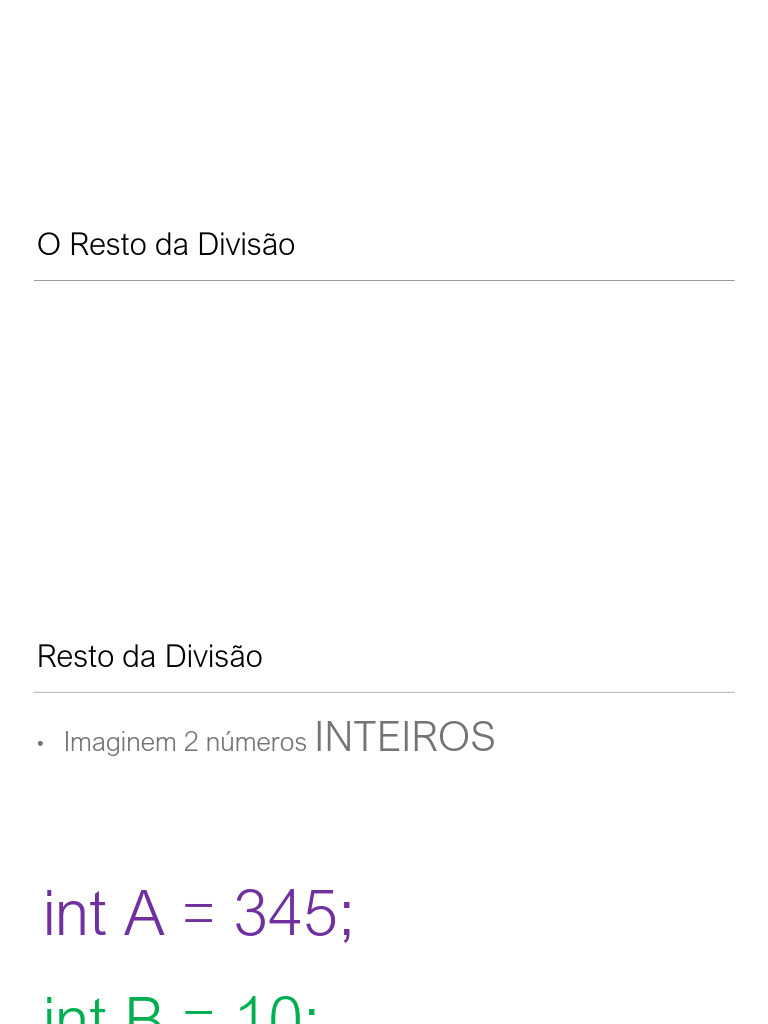 Resto da Divisão em Números Inteiros | PDF