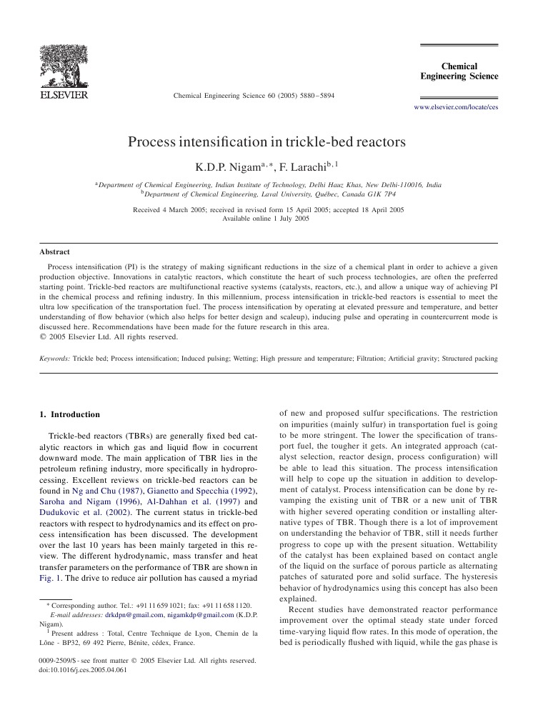 Trickle Bed Reactor Scaleup | PDF | Wetting | Catalysis
